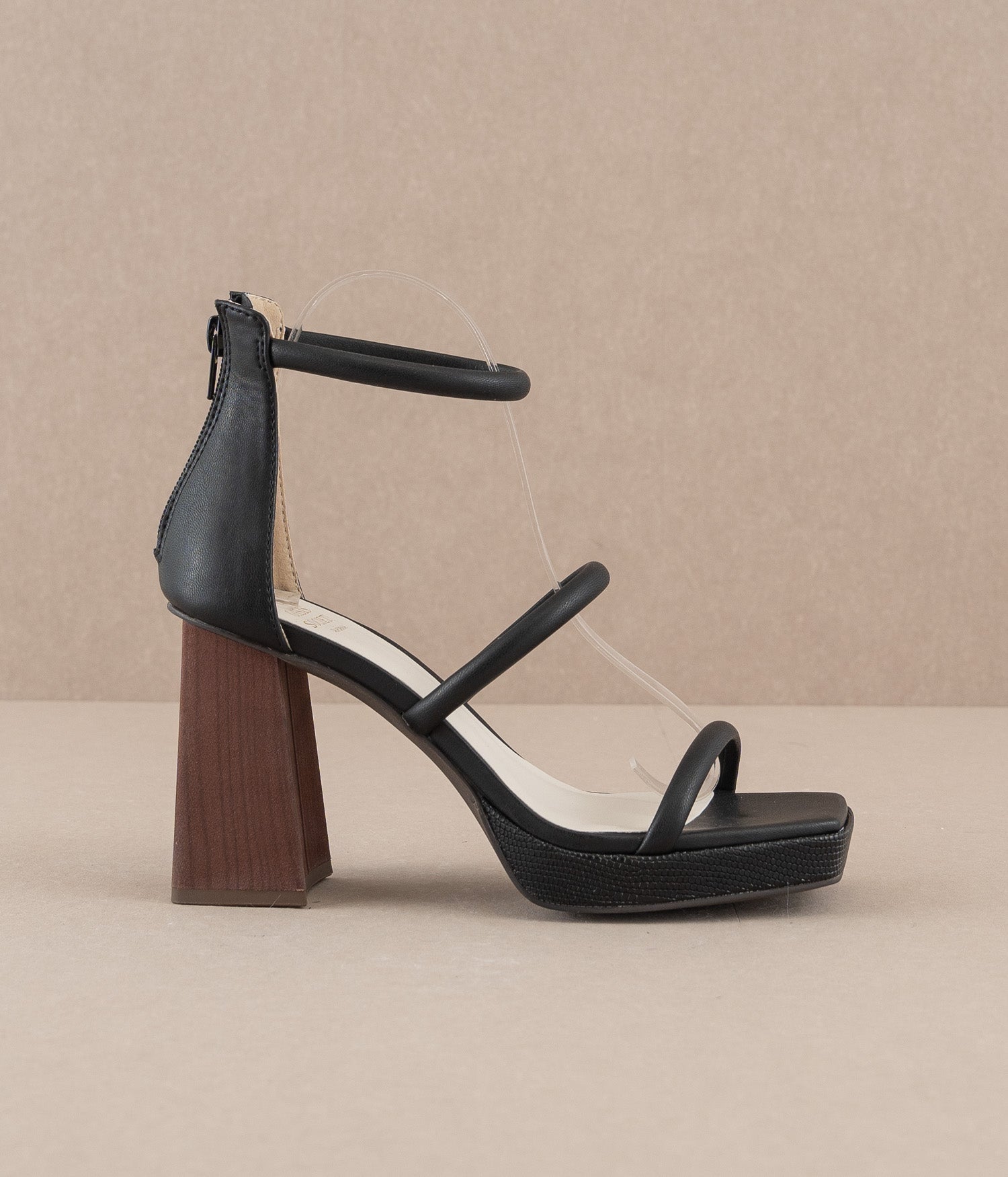 The Aisa | Black 3-strap platform heel – Oasis Society