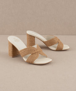 The Santiago | Toffee Raffia Heel – Oasis Society