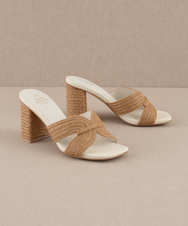 The Santiago | Toffee Raffia Heel – Oasis Society