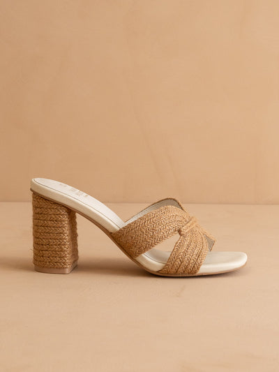 The Santiago | Toffee Raffia Block Heel – Oasis Society