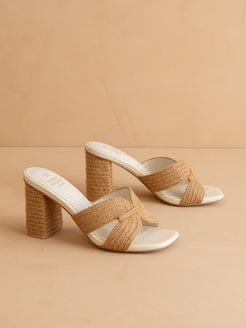 The Santiago | Toffee Raffia Heel – Oasis Society