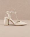 The Princess | White Pointed Toe Heel with Ankle Strap – Oasis Society